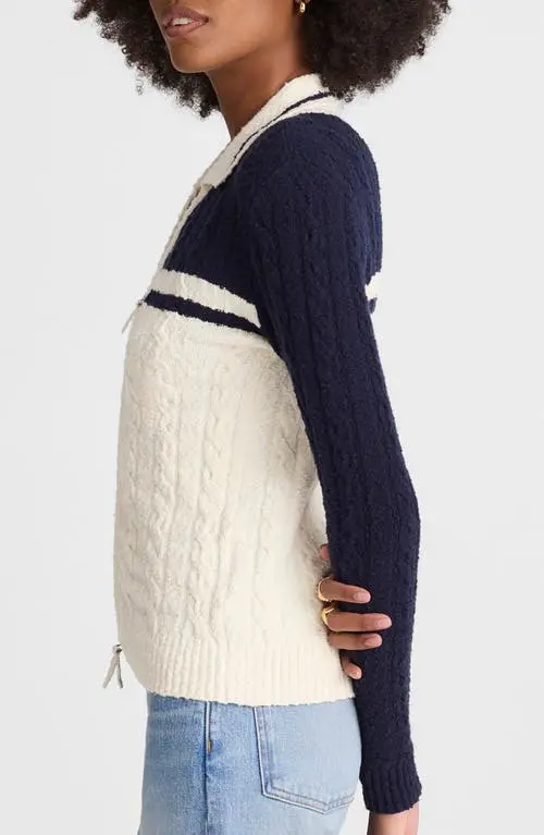 Madewell Colorblock Cable Knit Zip Cardigan