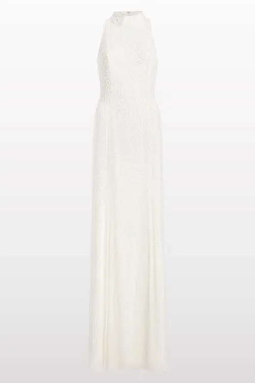 Jenny Packham Mischief Embellished High-neck Maxi Dress - Ivory