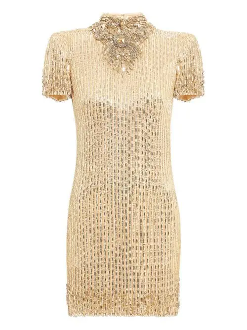 Jenny Packham Kitty Crystal-embellished Turtleneck Mini Dress - Illusion