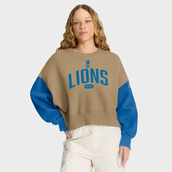 Nike Detroit Lions Oversized Rewind Pullover Sweatshirt - Tan