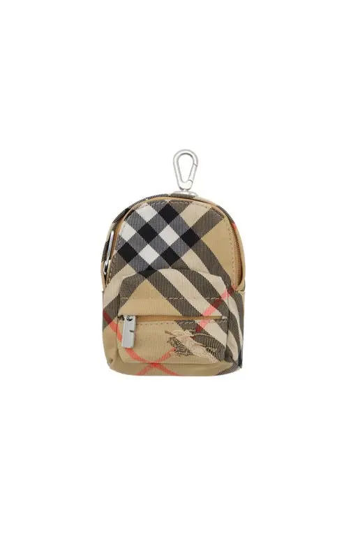 Burberry Check Backpack Charm - Sand Beige
