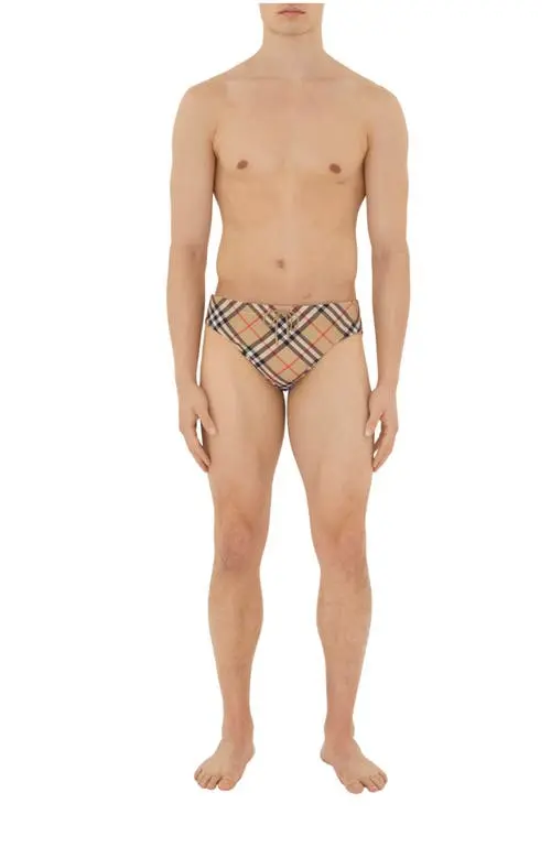Burberry Check Swim Briefs - Sand