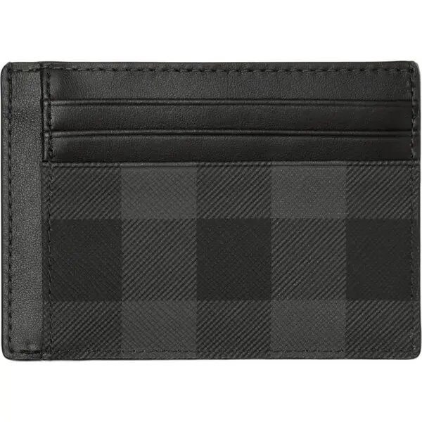 Burberry Check Money Clip Card Case - Charcoal Grey