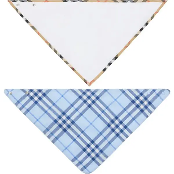 Burberry Check Cotton Two-piece Bib Set - Ice Blue