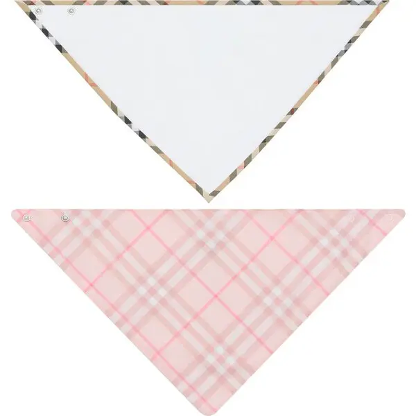 Burberry Check Cotton Two-piece Bib Set - Ice Pink