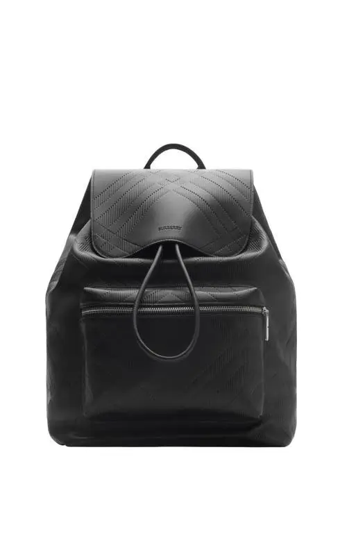 Burberry Embossed Check Backpack - Black
