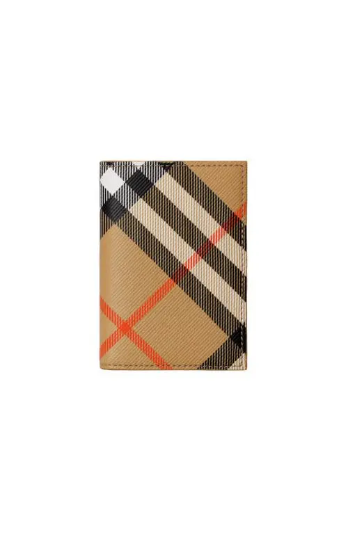 Burberry Check Folding Card Case - Sand
