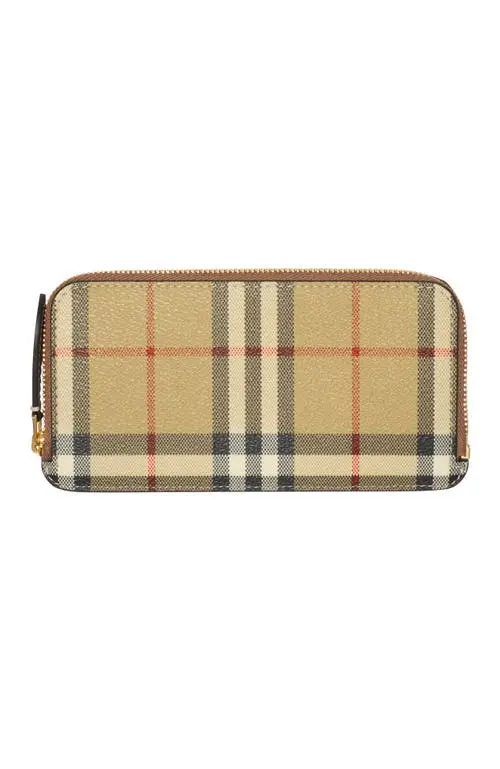 Burberry Large Check Zip Card Case - Archive Beige/briar Brown