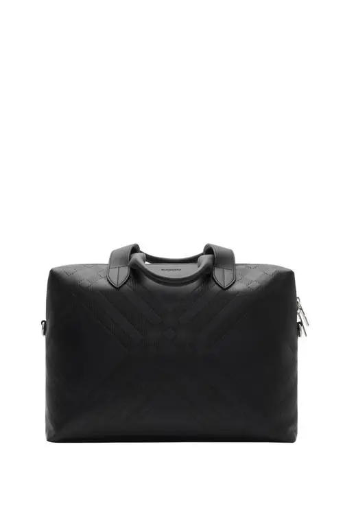 Burberry Embossed Check Briefcase - Black