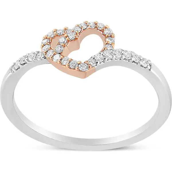 HAUS OF BRILLIANCE 14k Rose Gold Plated Silver 1/5 Cttw Diamond Heart Ring - Pink