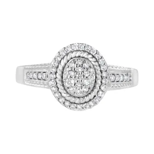 HAUS OF BRILLIANCE Silver 1/3cttw Round-cut Diamond Braided Halo Cocktail Ring - White