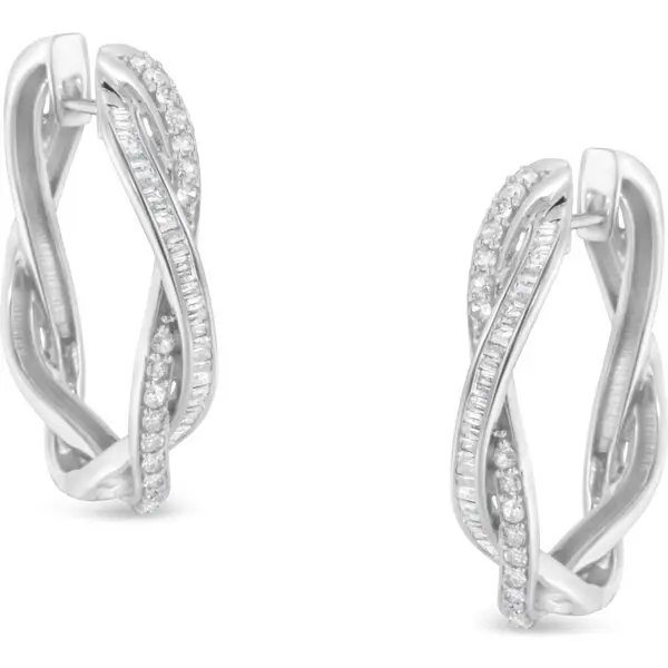 HAUS OF BRILLIANCE 0.75ctw Diamond Hoop Earrings - White
