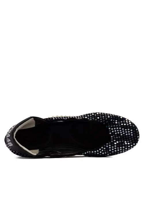 P448 Stella Paillettes Ballet Flat - Black/silver