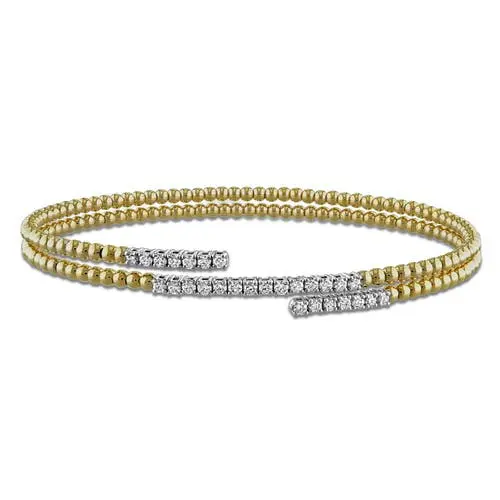 JULIANNA B. 14k Two-tone Diamond Bangle - 14k Gold