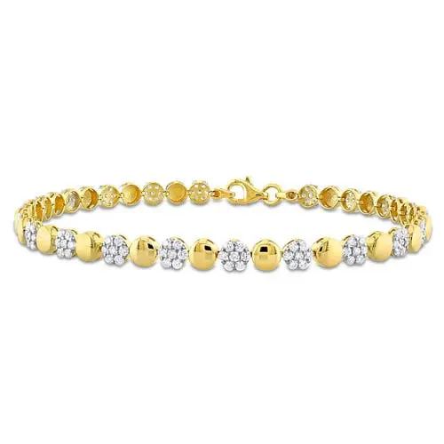 JULIANNA B. Diamond Circle Flower Tennis Bracelet - 10k Yellow Gold