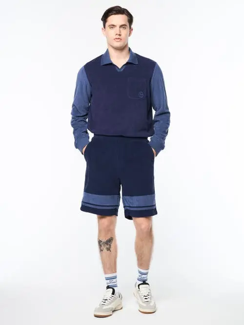 SERGIO TACCHINI Alvar Terry Towel Shorts With Damarindo Stripes - Eclipse