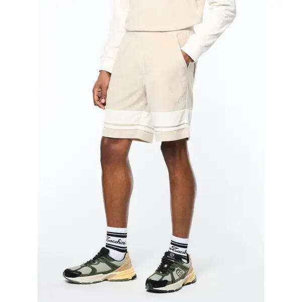 SERGIO TACCHINI Alvar Terry Towel Shorts With Damarindo Stripes - Fog