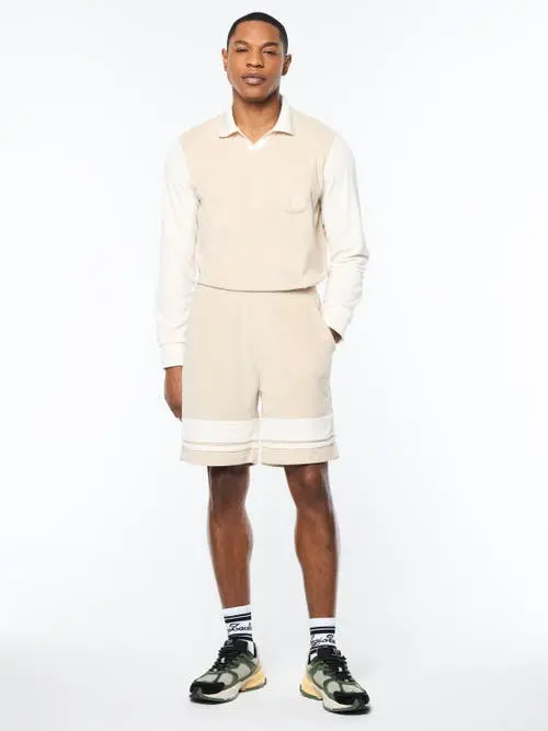 SERGIO TACCHINI Alvar Terry Towel Shorts With Damarindo Stripes - Fog