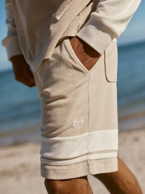 SERGIO TACCHINI Alvar Terry Towel Shorts With Damarindo Stripes - Fog