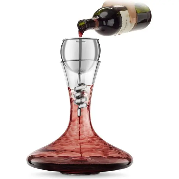 Final Touch Twister Stainless Steel Aerator & Decanter Set - Clear