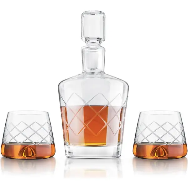 Final Touch 4 Piece Lead-free Crystal Whiskey Decanter Set - Clear