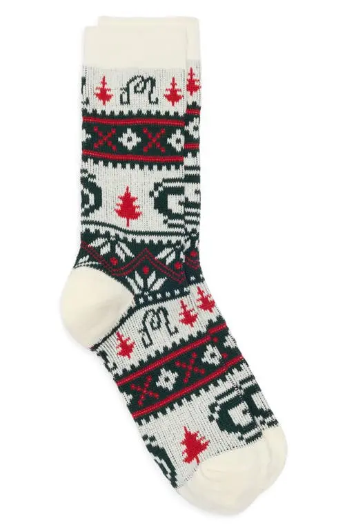 MALBON Douglas Fair Isle Crew Socks - Ivory
