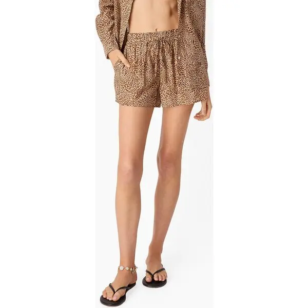 Cami Nyc Cotton & Silk Drawstring Shorts - Leopard
