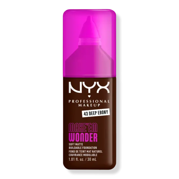 NYX PROFESSIONAL MAKEUP Make 'em Wonder, 24h Soft Matte Foundation - Deep Ebony
