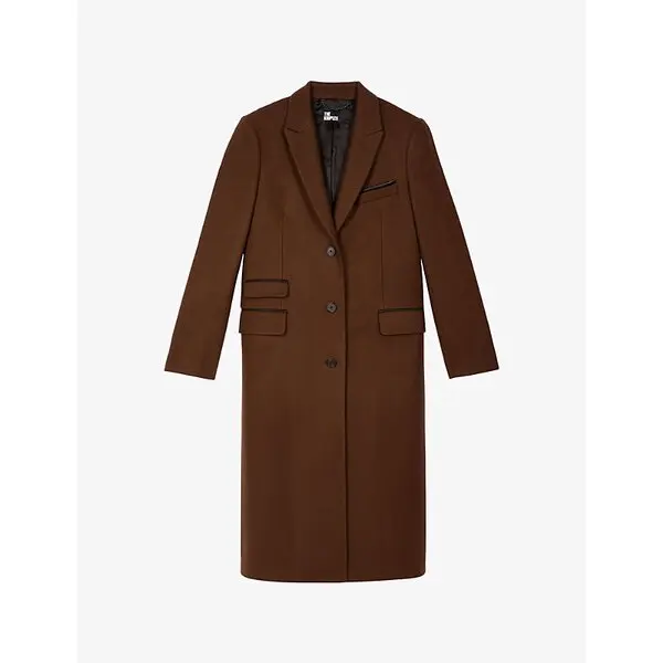 The Kooples Notched-lapel Single-breasted Wool-blend Coat