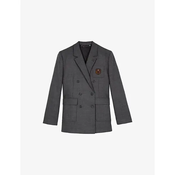 The Kooples Crest Double-breasted Wool Blazer
