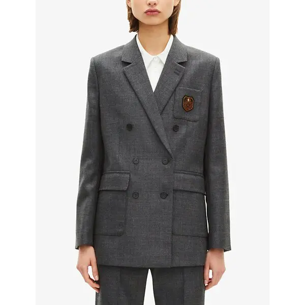 The Kooples Crest Double-breasted Wool Blazer