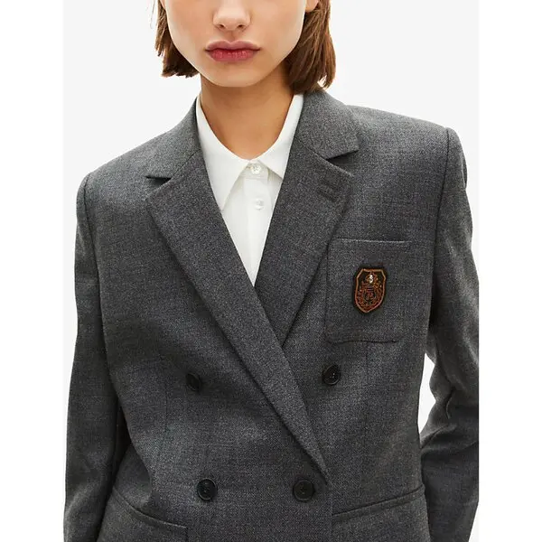 The Kooples Crest Double-breasted Wool Blazer