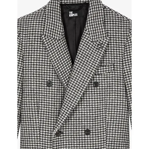 The Kooples Dogtooth Double-breasted Wool Coat