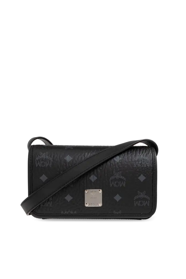 Mcm Embossed Leather Shoulder Bag - Black
