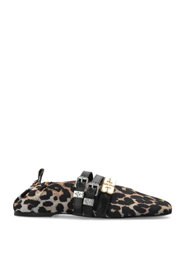 GANNI Animal Print Ballerina Flats - Beige