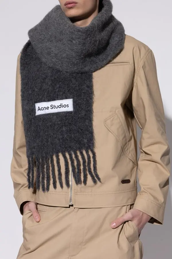 Acne Studios Scarf With Logo - Grey
