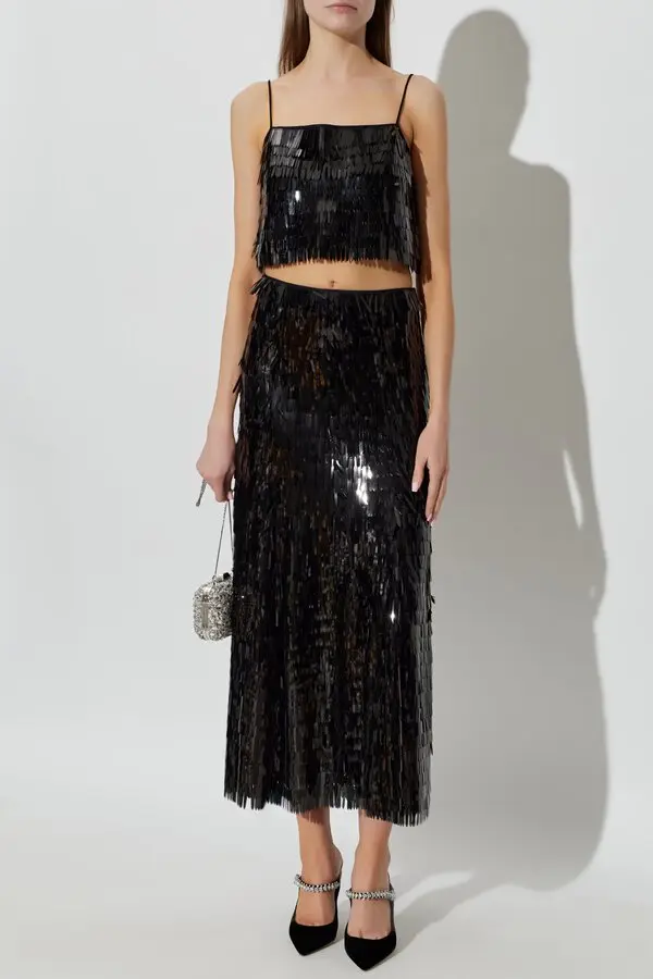SELF-PORTRAIT Sequin Embellished Midi Skirt