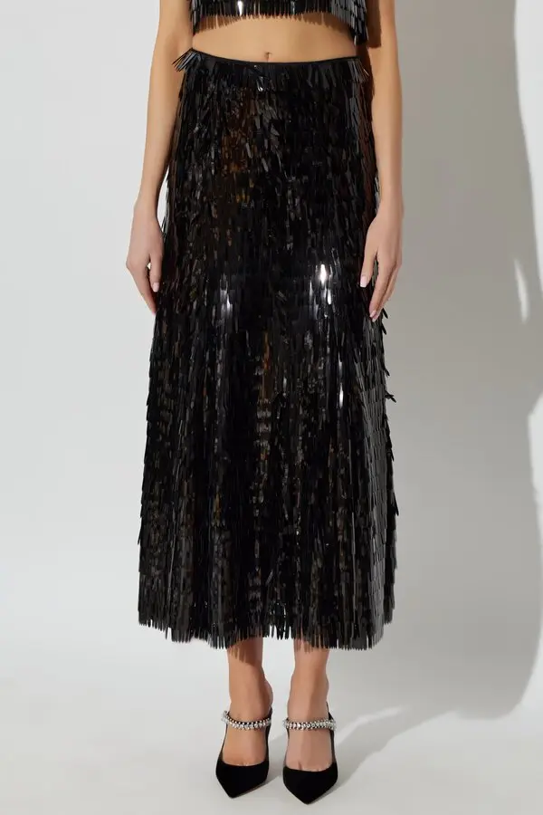 SELF-PORTRAIT Sequin Embellished Midi Skirt