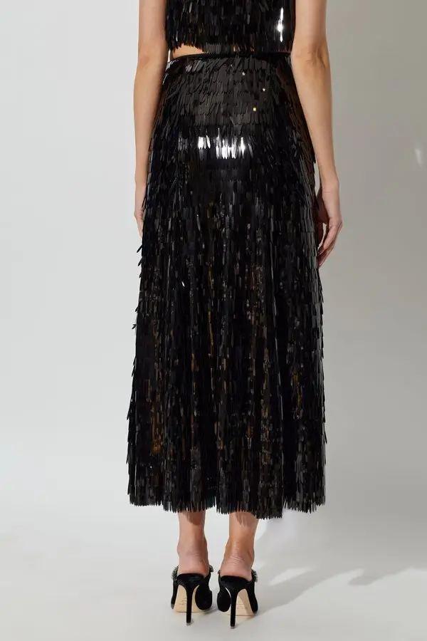 SELF-PORTRAIT Sequin Embellished Midi Skirt