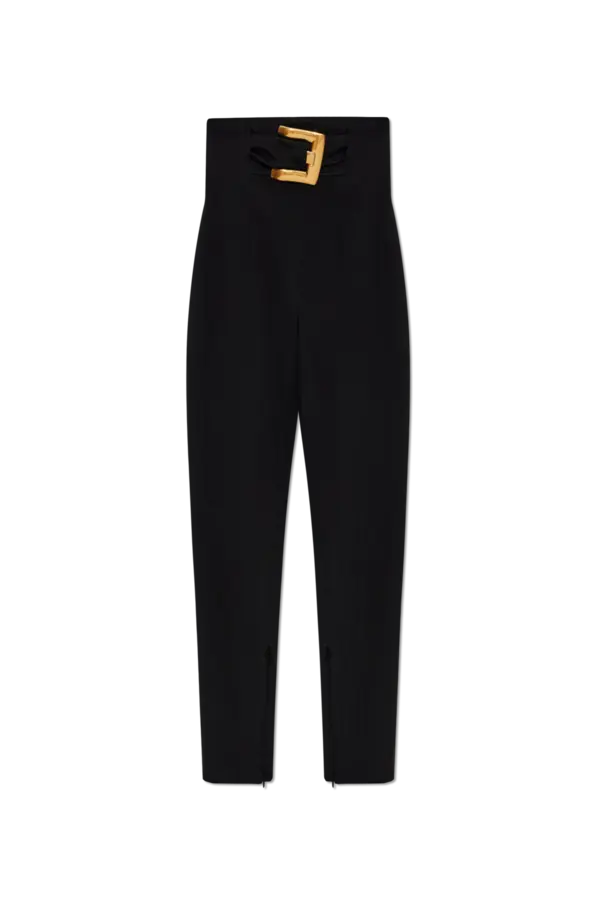Balmain Trousers With Decorative Belt - Black