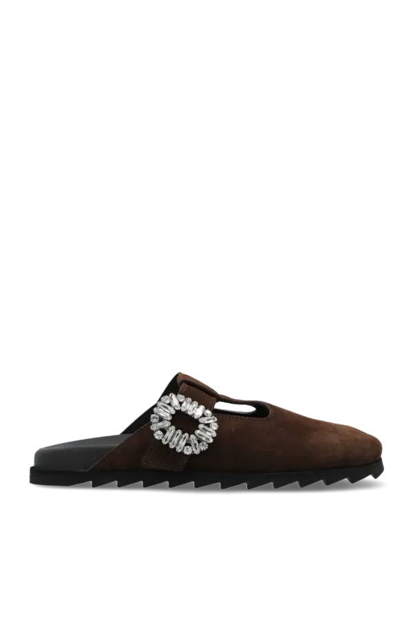 ROGER VIVIER Suede Slides - Brown