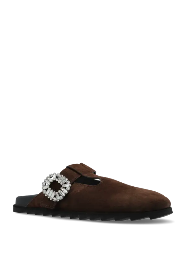 ROGER VIVIER Suede Slides - Brown