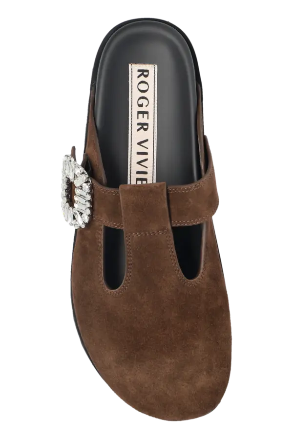 ROGER VIVIER Suede Slides - Brown