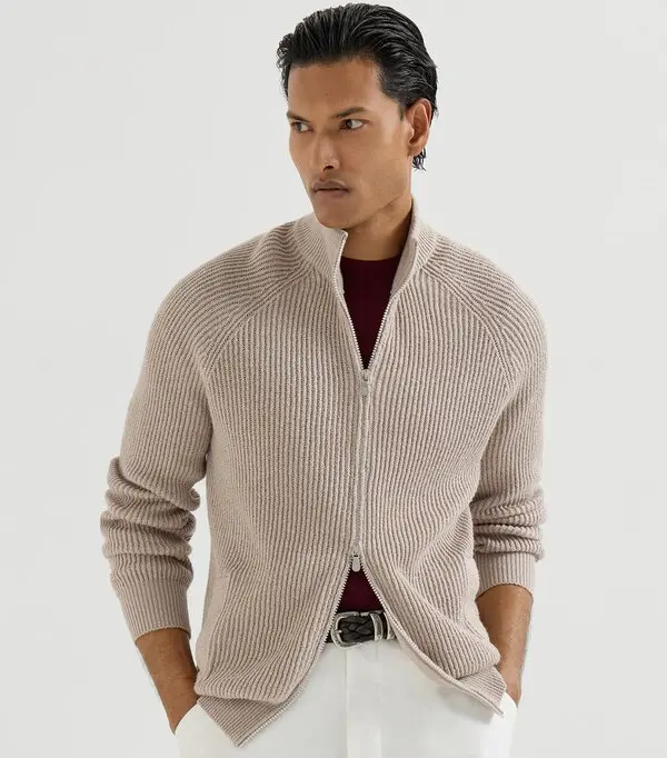 Brunello Cucinelli Cotton Ribbed Cardigan - Beige