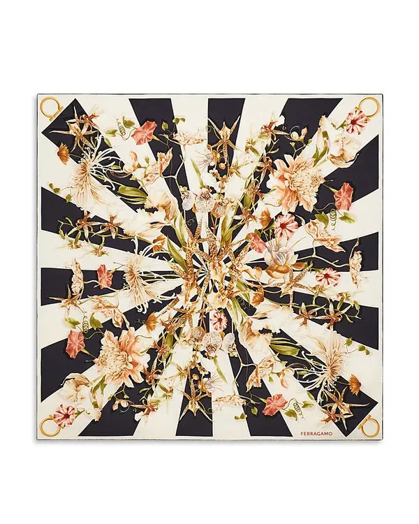 FERRAGAMO Gaia Square Silk Scarf - Black/ivory