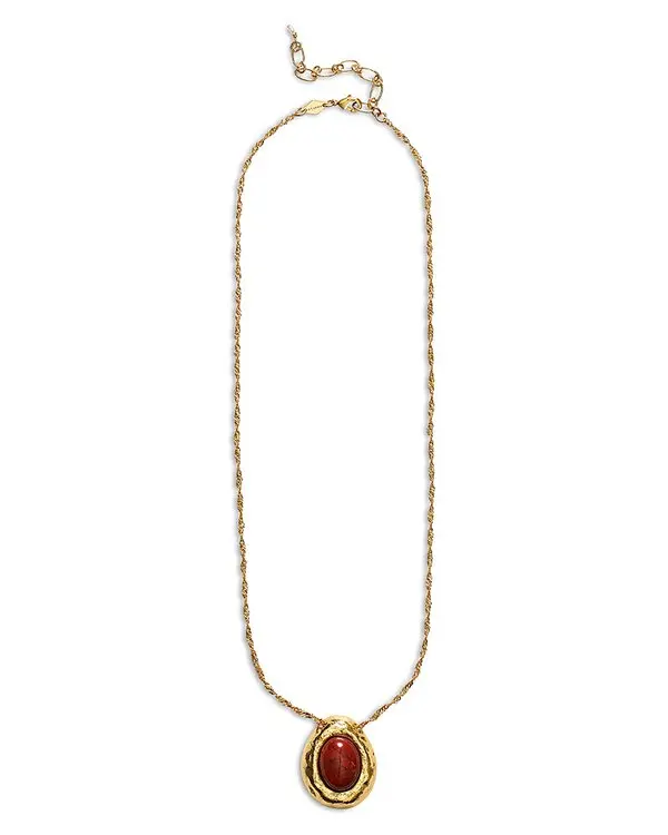 Anni Lu Red Jasper Pendant Necklace - Red/gold