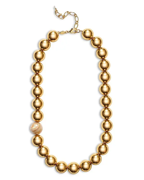 Anni Lu Hi Ho Mother Of Pearl Beaded Necklace - Gold