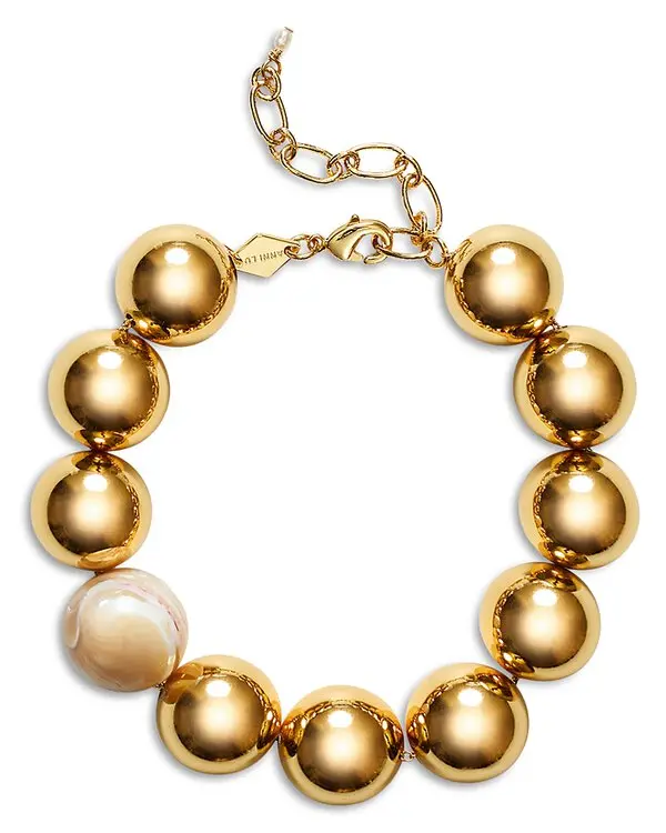 Anni Lu Mother Of Pearl Beaded Bracelet - Gold