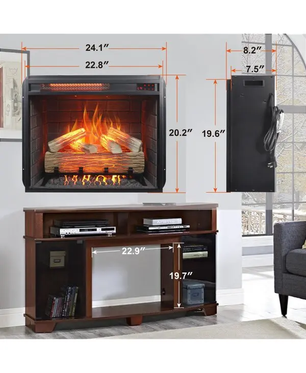 FLYNAMA 23 Inch Infrared Heating Electric Fireplace Insert