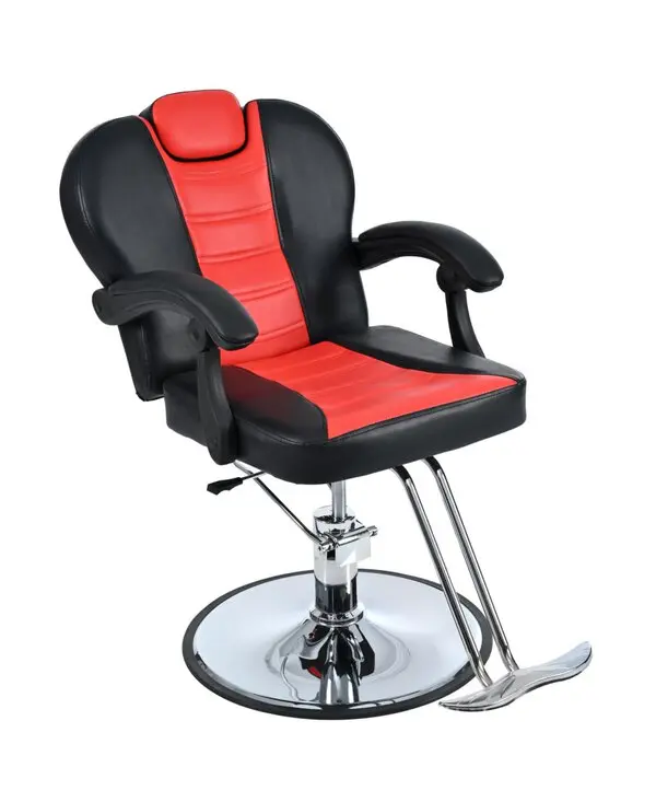 STREAMDALE FURNITURE Reclining Barber Chair With Hydraulic Pump And 360 - Red Black